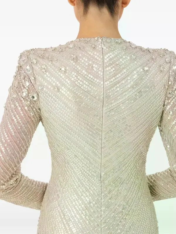 Jenny Packham Eve Sequin-embellished V-neck Dress - Silver