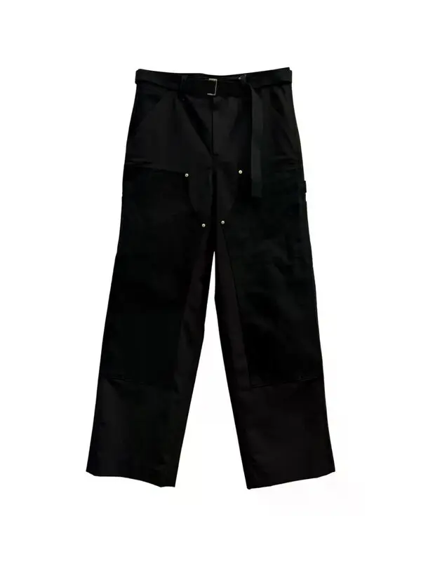 Sacai Belted Cotton Trousers - Black