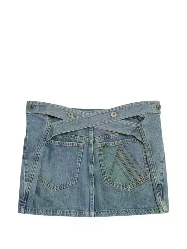 Attico Belted Denim Mini Skirt