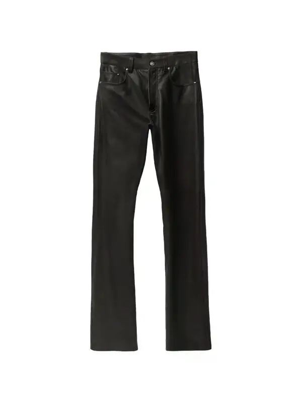 Versace Plongé Leather Straight-leg Pants - Black