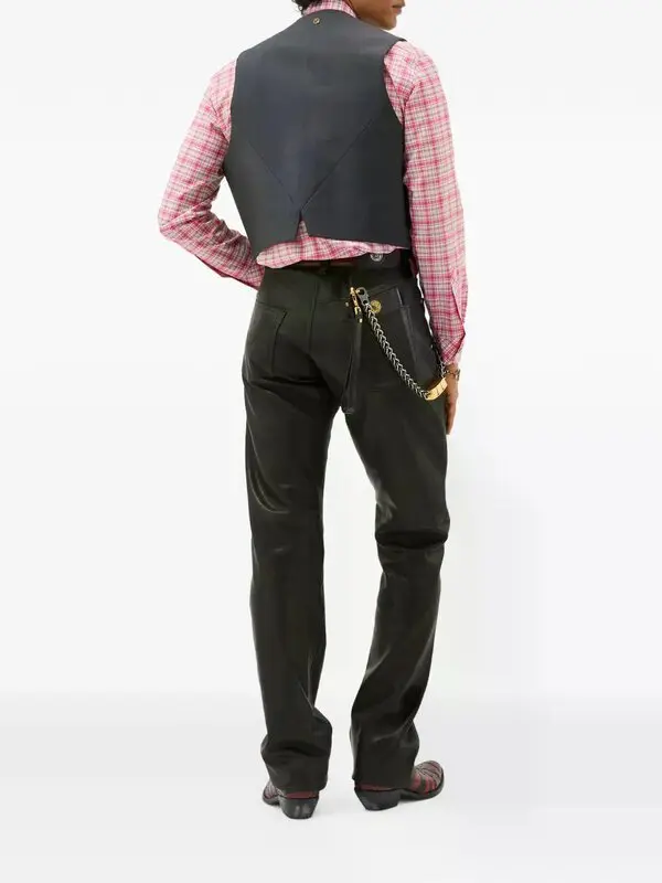 Versace Plongé Leather Straight-leg Pants - Black