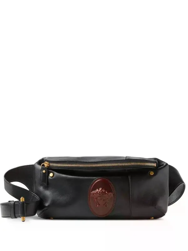 Versace Nappa Leather Belt Bag With Medusa Cameo - Black