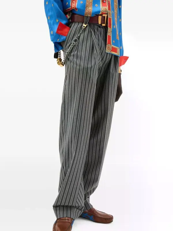 Versace Pinstripe Wool Oversize Trousers