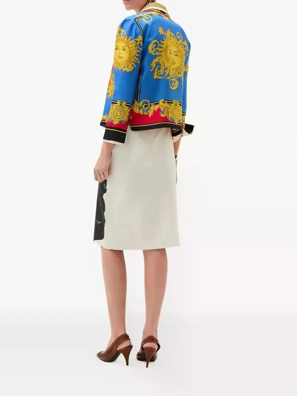 Versace Printed Silk-poplin Pencil Skirt - Neutrals