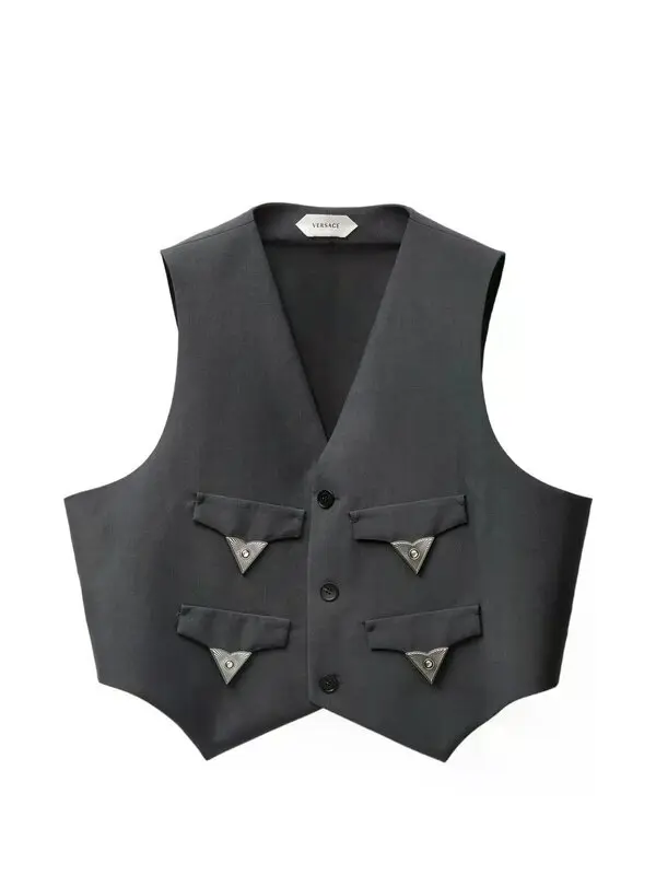 Versace Wool-mohair Vest With Metal Trim