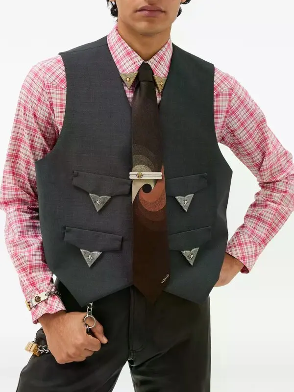 Versace Wool-mohair Vest With Metal Trim