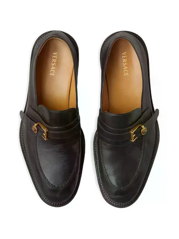 Versace Primo Leather Loafers With Medusa Hardware