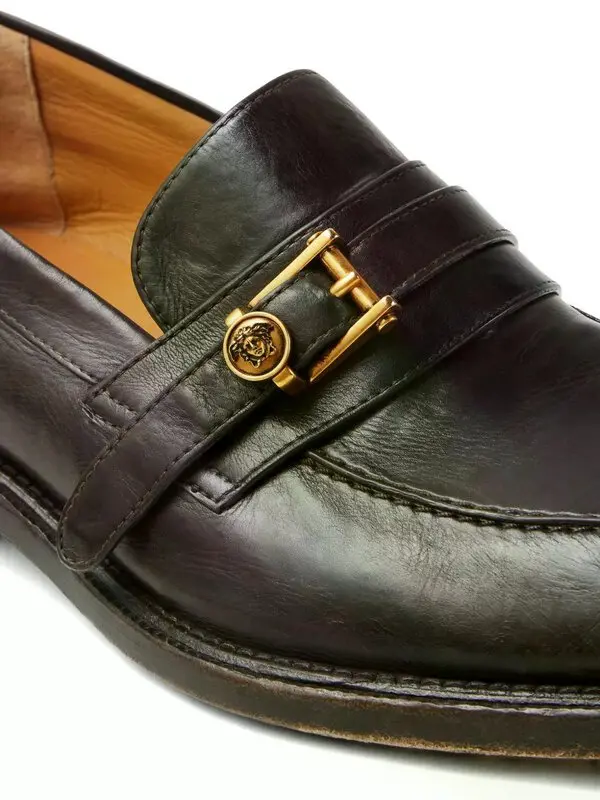 Versace Primo Leather Loafers With Medusa Hardware
