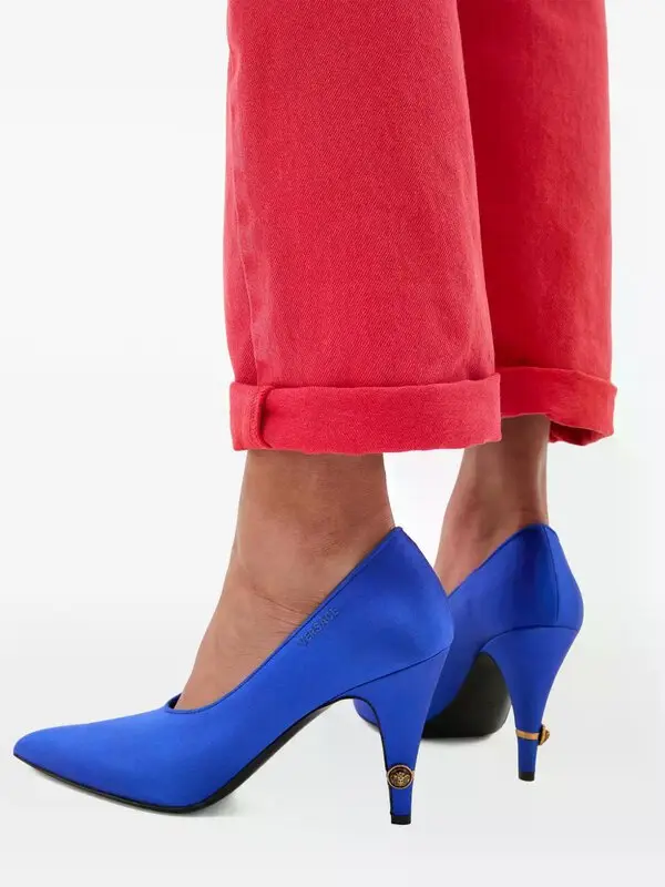 Versace Satin Pointed-toe Pumps - Blue