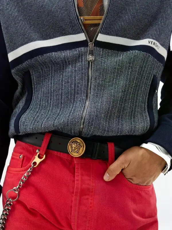 Versace Leather Belt With Medusa Buckle