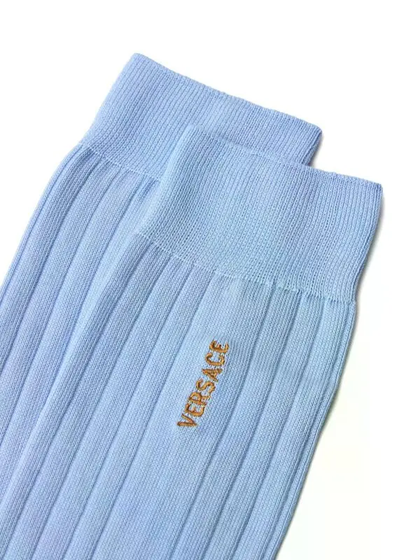 Versace Ribbed Logo Socks - Blue
