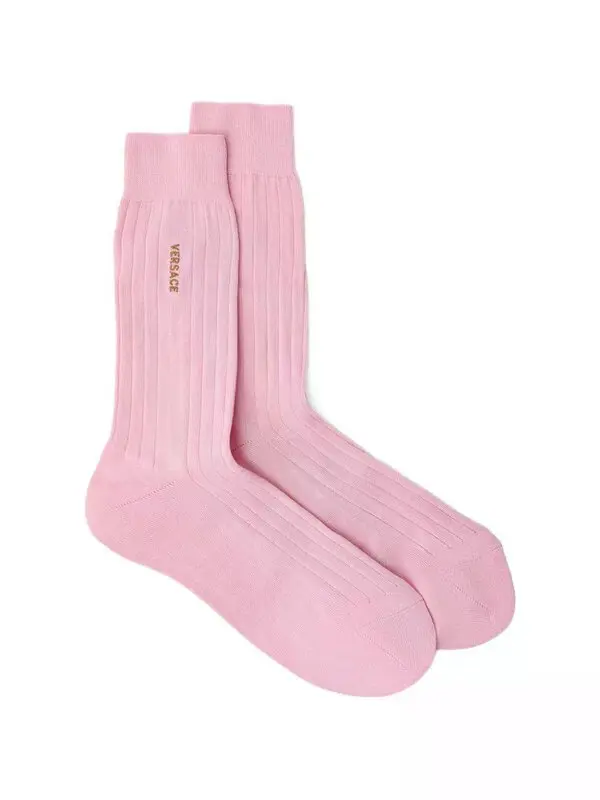 Versace Ribbed Cotton Socks - Pink