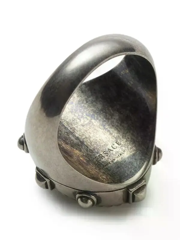 Versace Medusa Cameo Ring With Antique Galvanised Finish