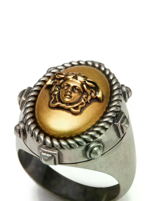 Versace Medusa Cameo Ring With Antique Galvanised Finish