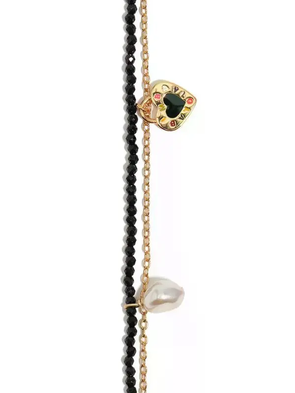 Bimba Y Lola Heart Charm Beaded Bracelet - Black