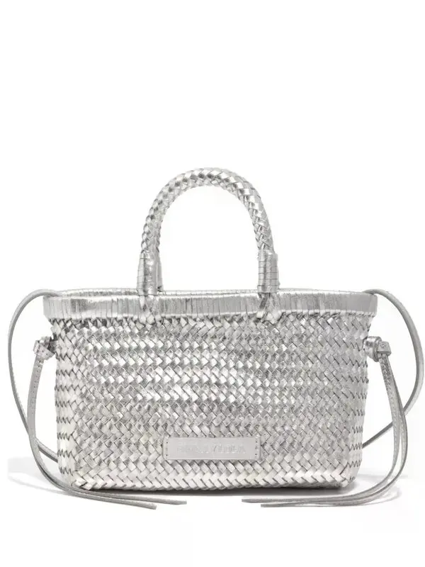 Bimba Y Lola Braided-handle Leather Tote Bag - Silver