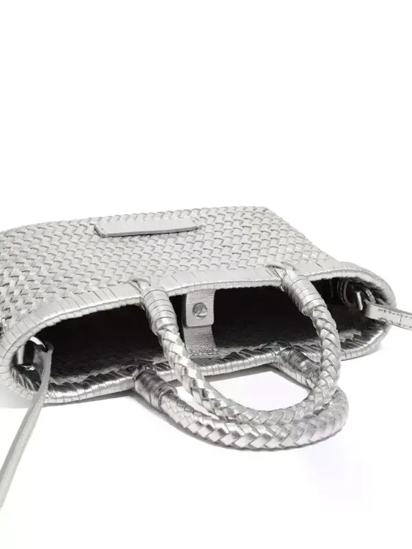 Bimba Y Lola Braided-handle Leather Tote Bag - Silver