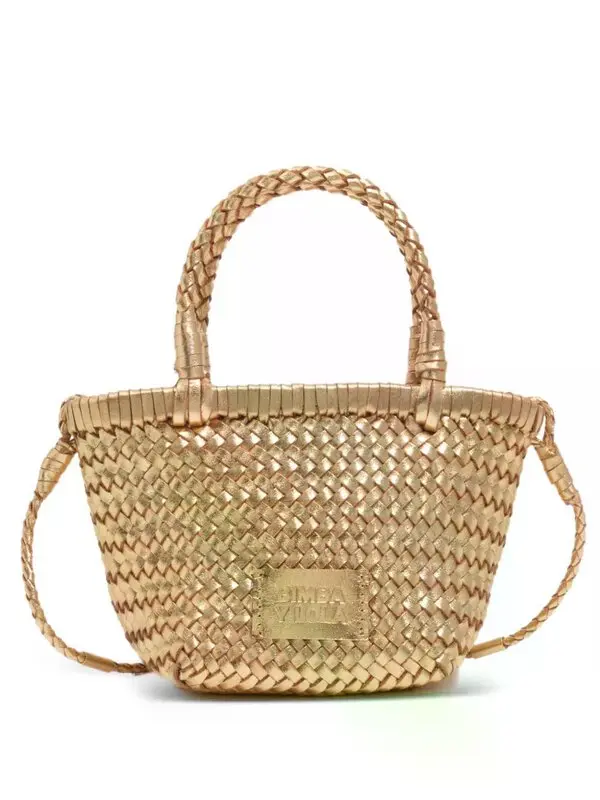 Bimba Y Lola Woven Leather Mini Tote Bag - Gold