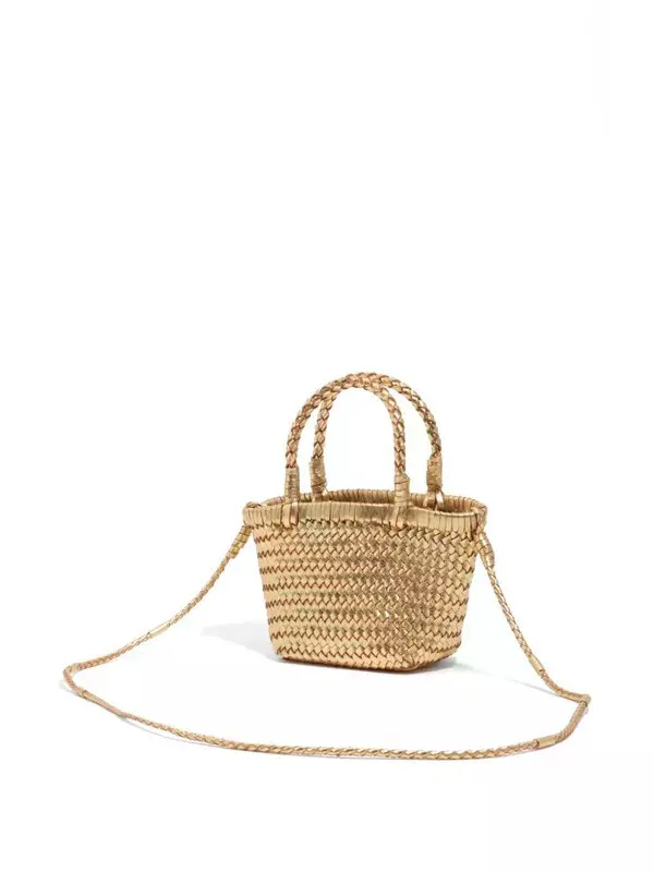 Bimba Y Lola Woven Leather Mini Tote Bag - Gold