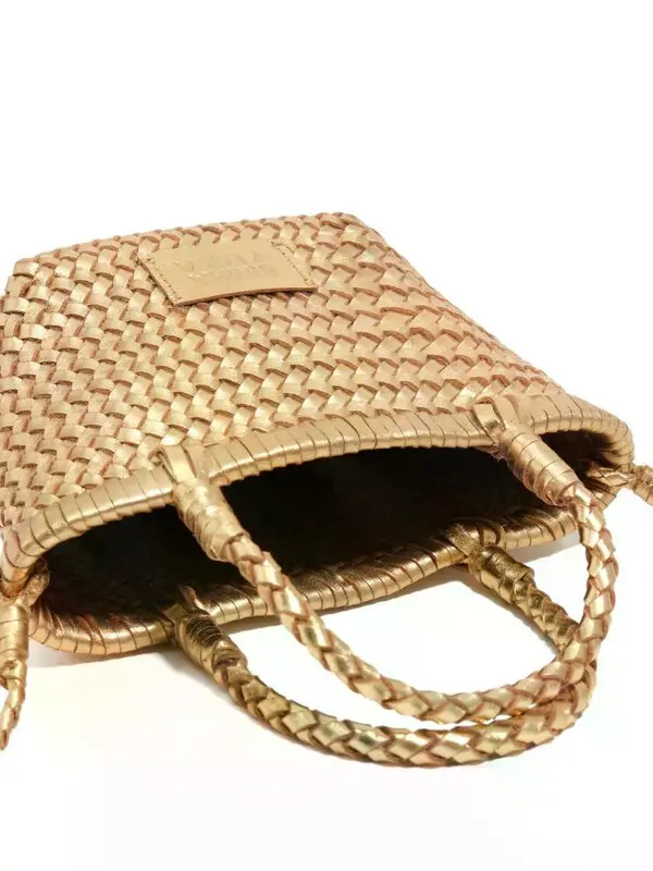 Bimba Y Lola Woven Leather Mini Tote Bag - Gold