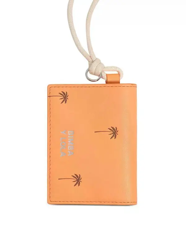 Bimba Y Lola Palms Small Leather Card Holder - Orange