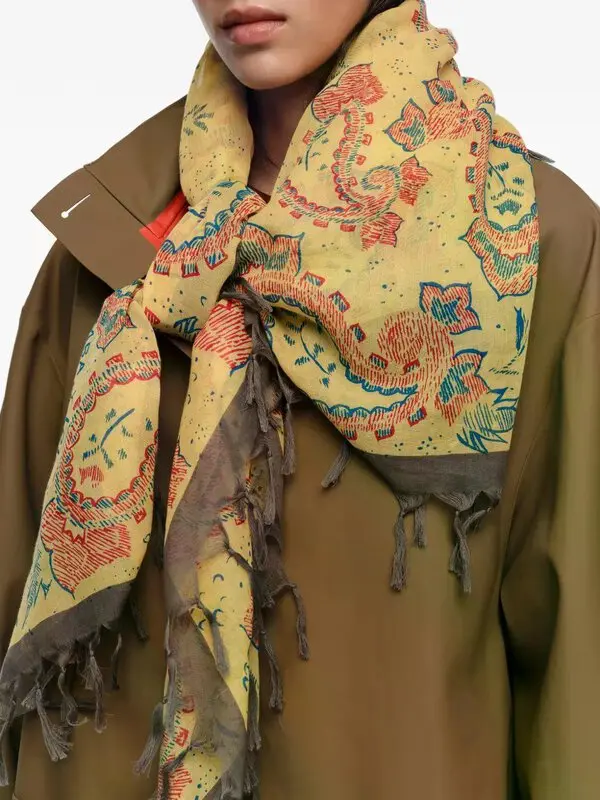 Bimba Y Lola Paisley Fringed Scarf