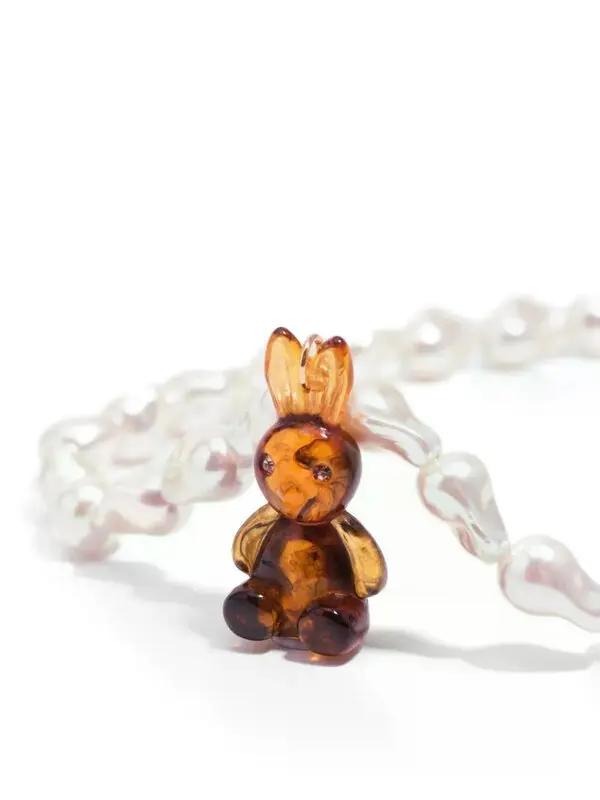 Bimba Y Lola Stones Rabbit Pendant Necklace - White