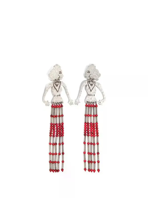 Bimba Y Lola Silhouette Beaded Clip-on Earrings - Silver