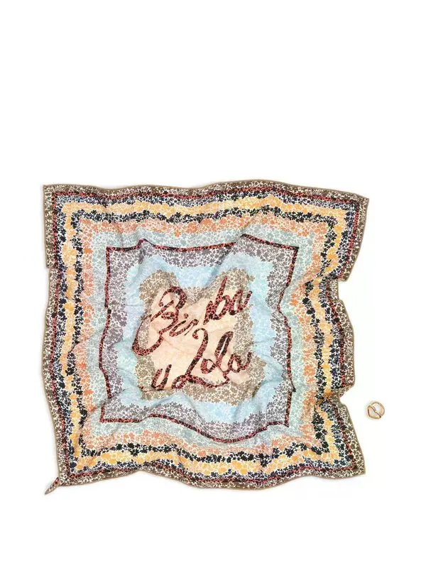 Bimba Y Lola Floral-print Heart-ring Scarf - Neutrals