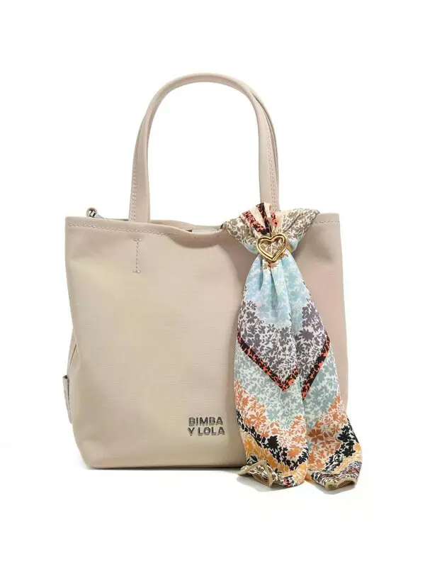 Bimba Y Lola Floral-print Heart-ring Scarf - Neutrals