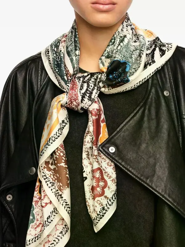 Bimba Y Lola Floral-print Scarf - Neutrals