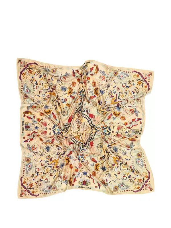 Bimba Y Lola Tropical Birds Patterned Scarf