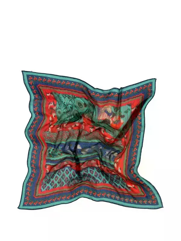 Bimba Y Lola Ikat Floral-striped Scarf