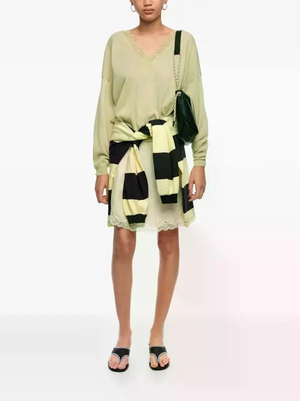 Bimba Y Lola Lace-trim V-neck Top - Green