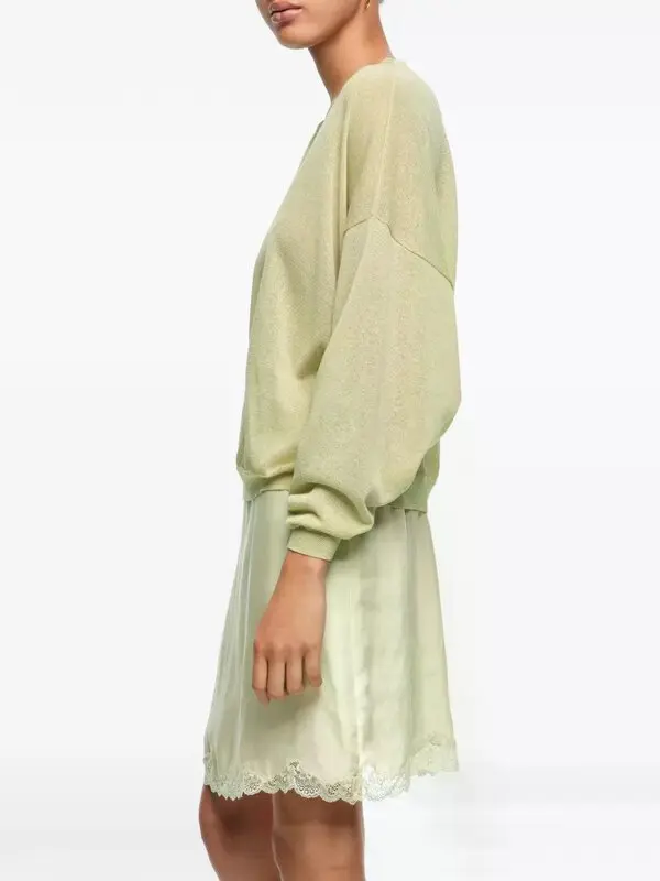 Bimba Y Lola Lace-trim V-neck Top - Green