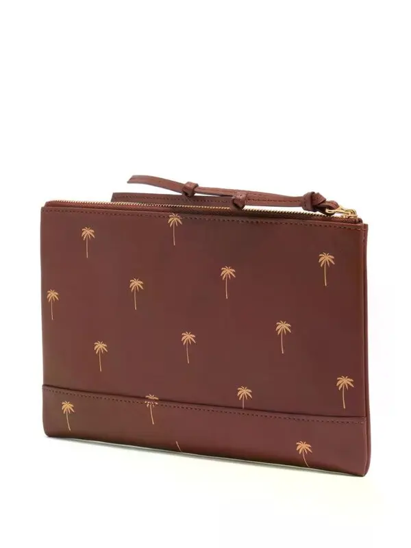 Bimba Y Lola Palms Large Leather Make Up Bag - Brown