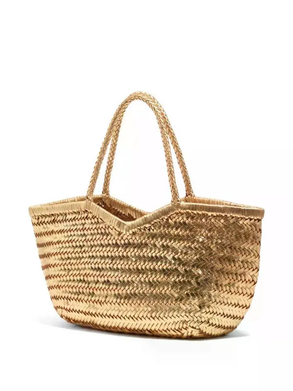 Bimba Y Lola Large Leather Tote Bag With Woven Top Handles