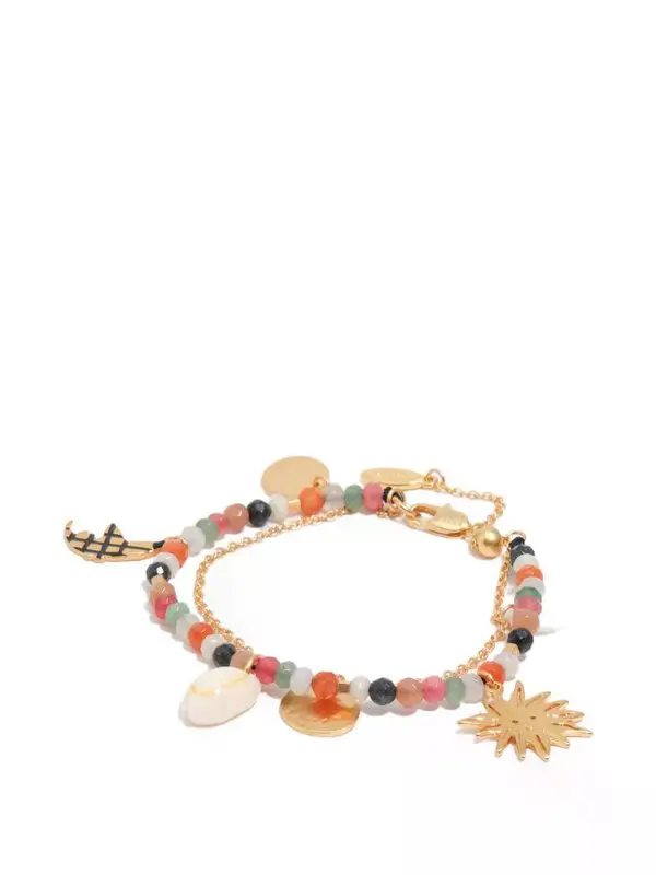 Bimba Y Lola Double Sun And Moon Brushed Bracelet - Gold