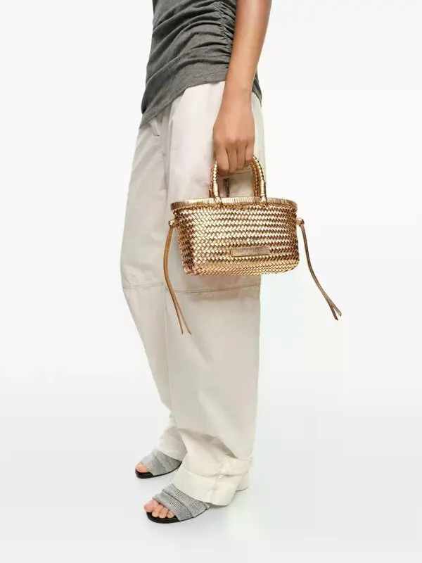 Bimba Y Lola Mini Woven Top-handle Leather Tote Bag