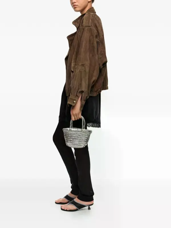 Bimba Y Lola Woven Leather Tote Bag - Silver