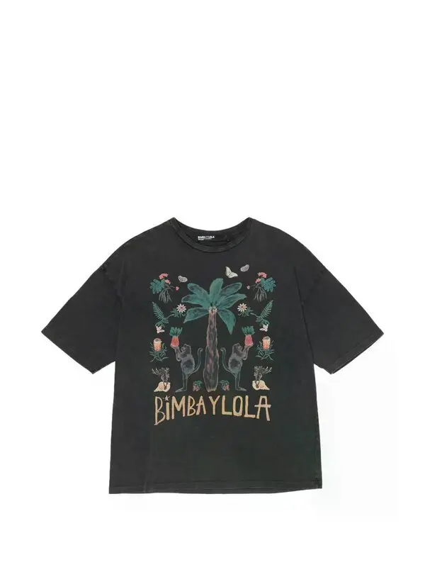 Bimba Y Lola Faded Jungle Print Logo T-shirt