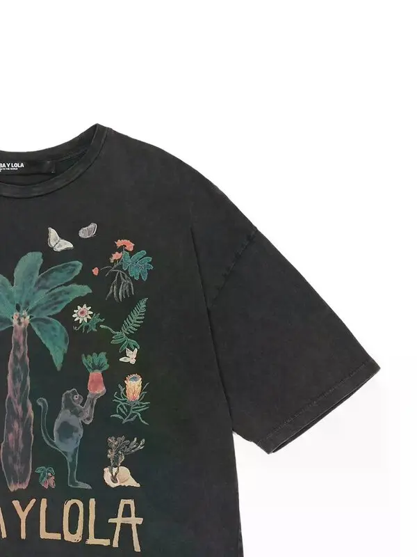 Bimba Y Lola Faded Jungle Print Logo T-shirt
