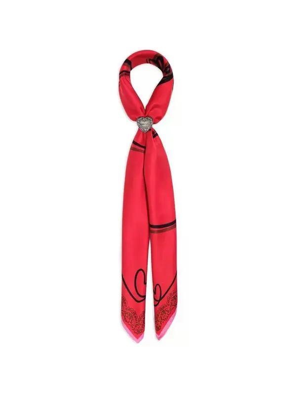 Bimba Y Lola Heart-print Scarf With Charm - Red