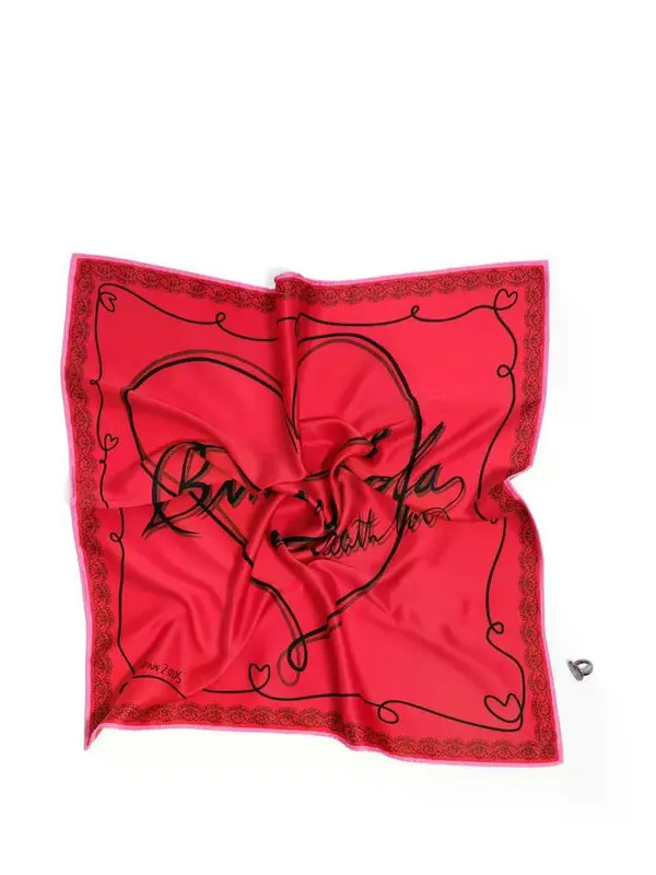 Bimba Y Lola Heart-print Scarf With Charm