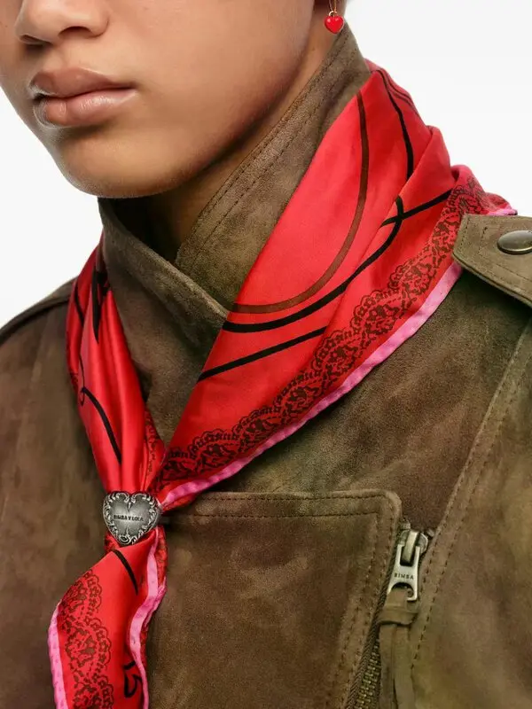 Bimba Y Lola Heart-print Scarf With Charm