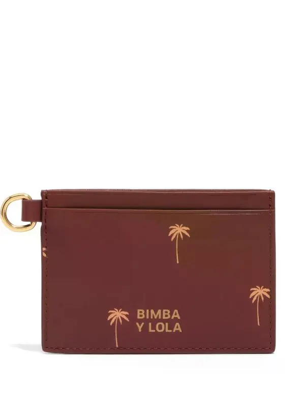 Bimba Y Lola Palms Small Leather Card Holder - Brown