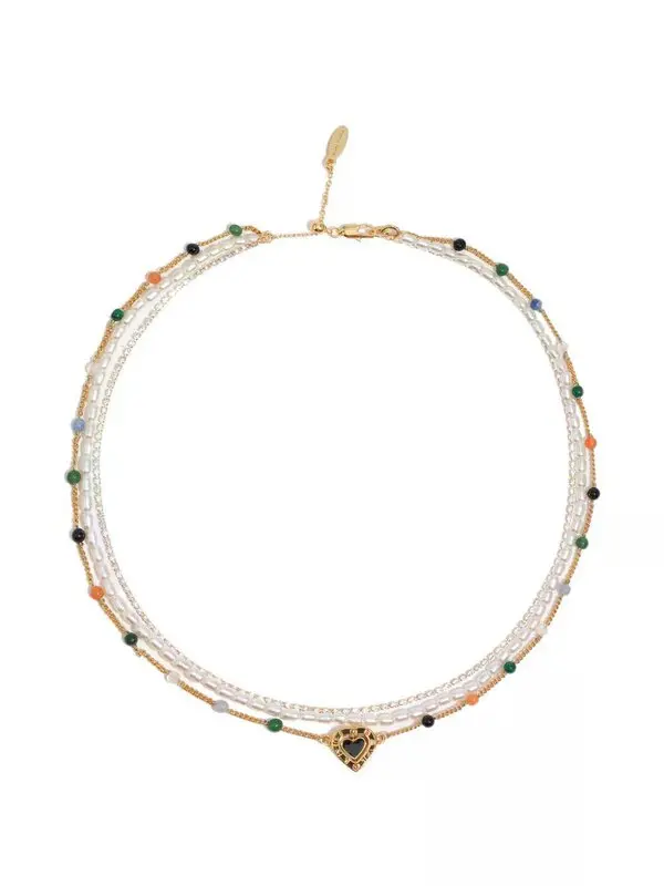 Bimba Y Lola Beaded Heart Necklace - Gold