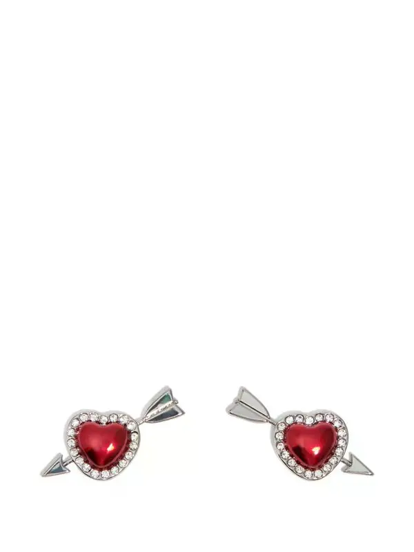 Bimba Y Lola Heart And Arrow Crystal-embellishments Earrings - Silver