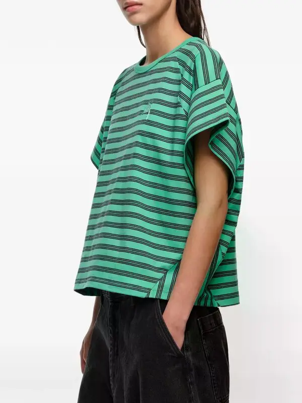 Bimba Y Lola Striped Embroidered T-shirt - Green
