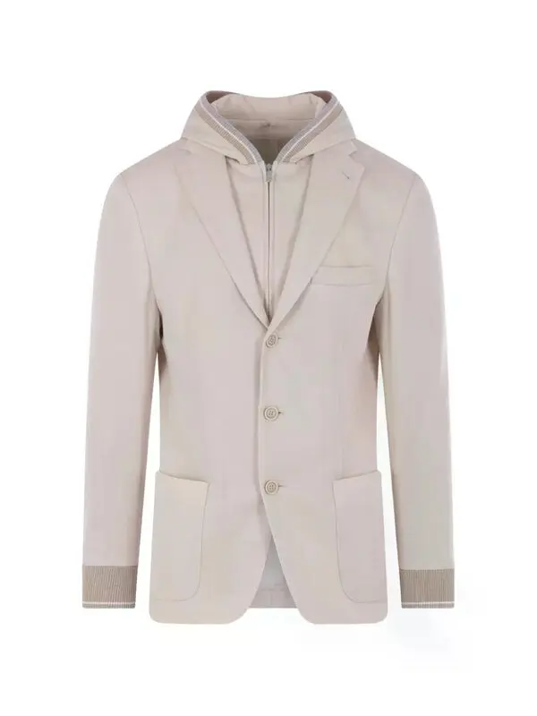 Eleventy Hooded Cotton Blazer - Neutrals